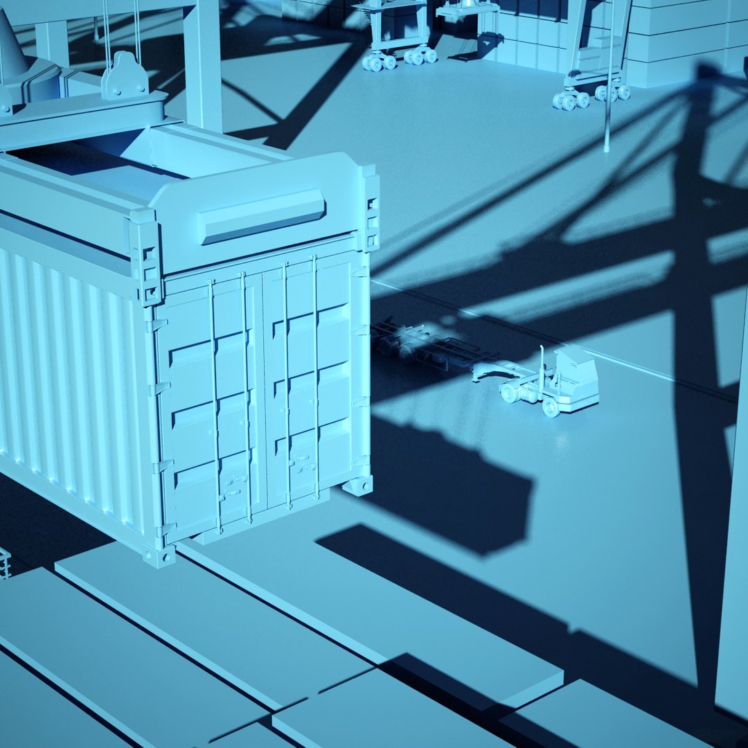 3d Container Terminal Scene
