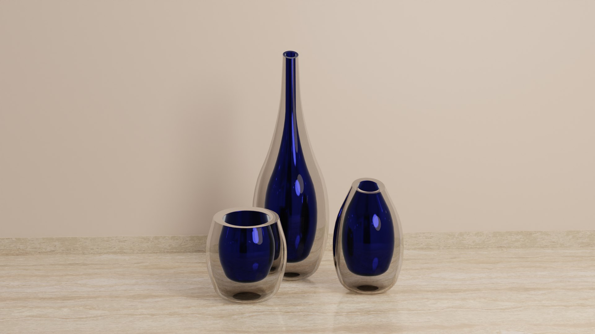 3D SET OF BLUE VASES - TurboSquid 2051844