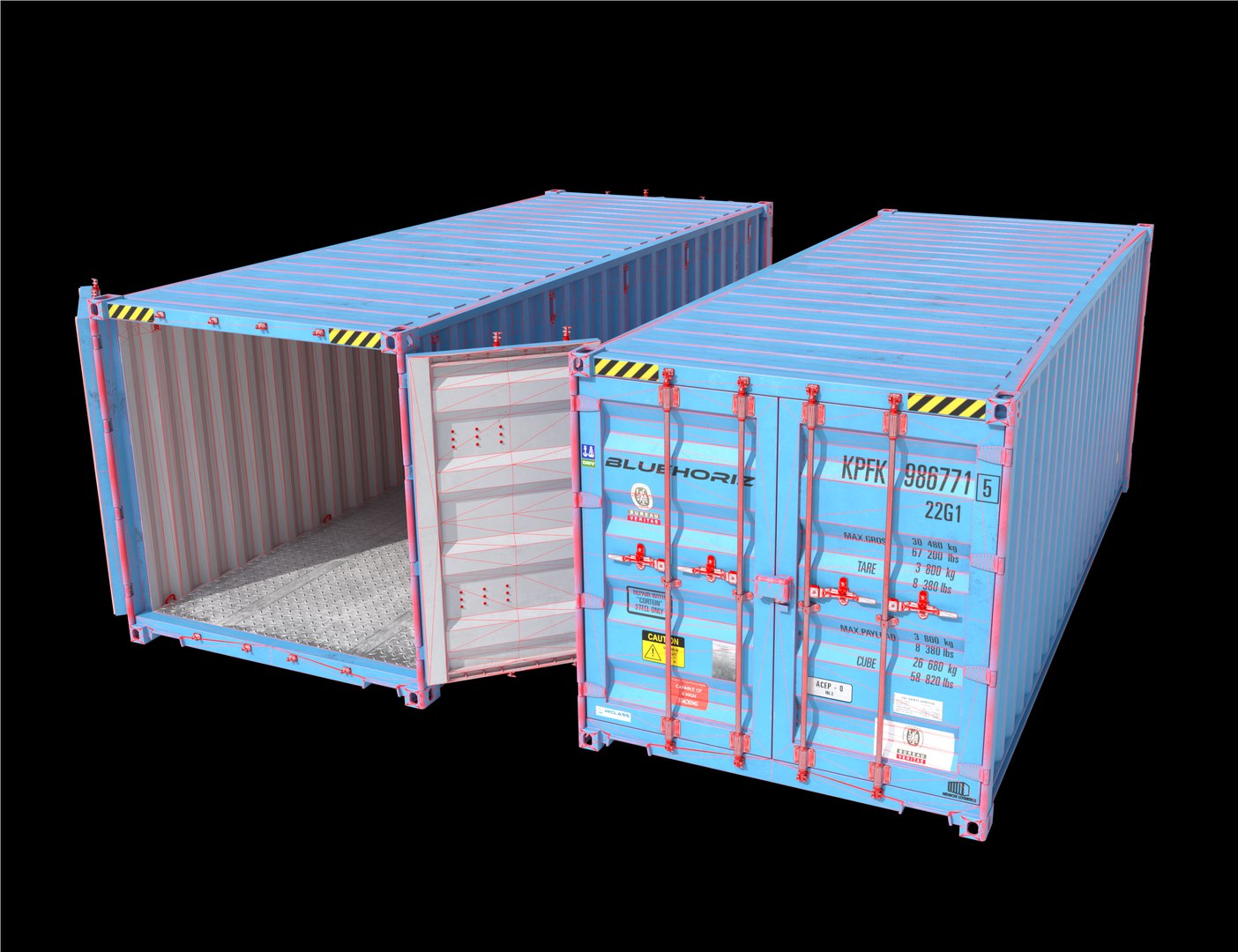20ft Cargo Container Light Blue 3D - TurboSquid 2205953