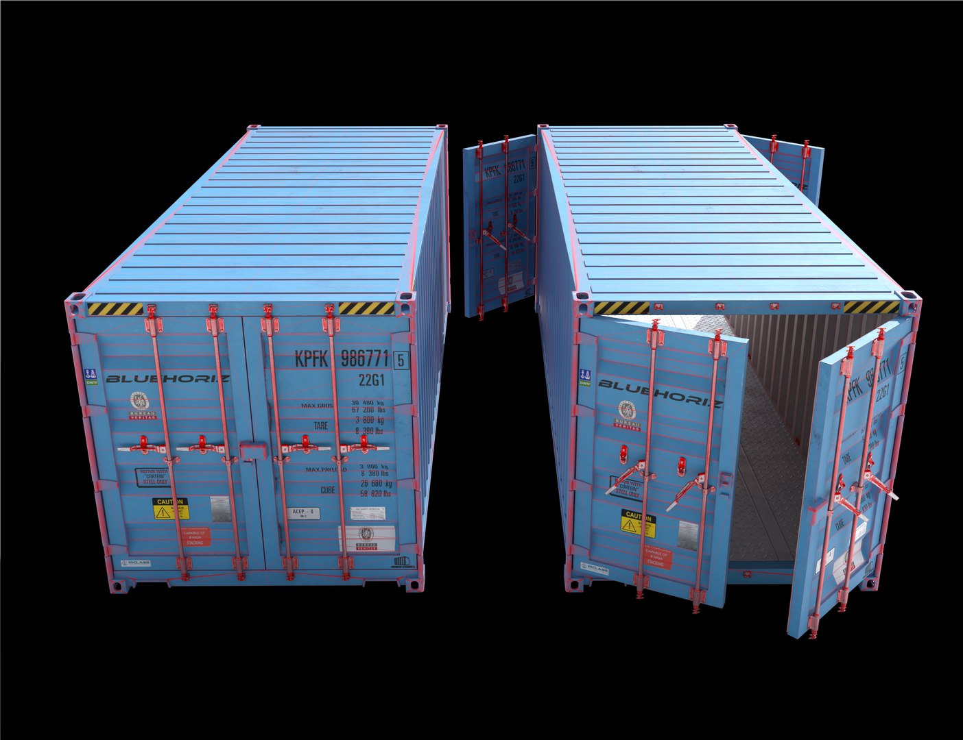 20ft Cargo Container Light Blue 3D - TurboSquid 2205953