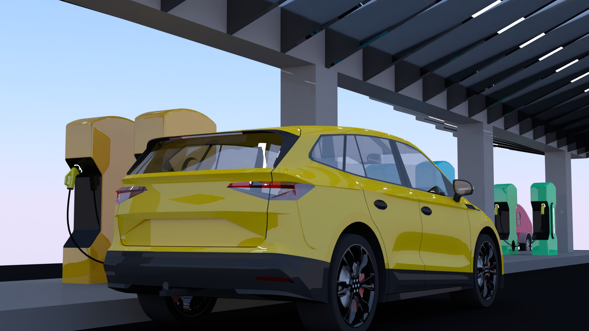 Charging Station With Cars 3D Model - TurboSquid 2182764