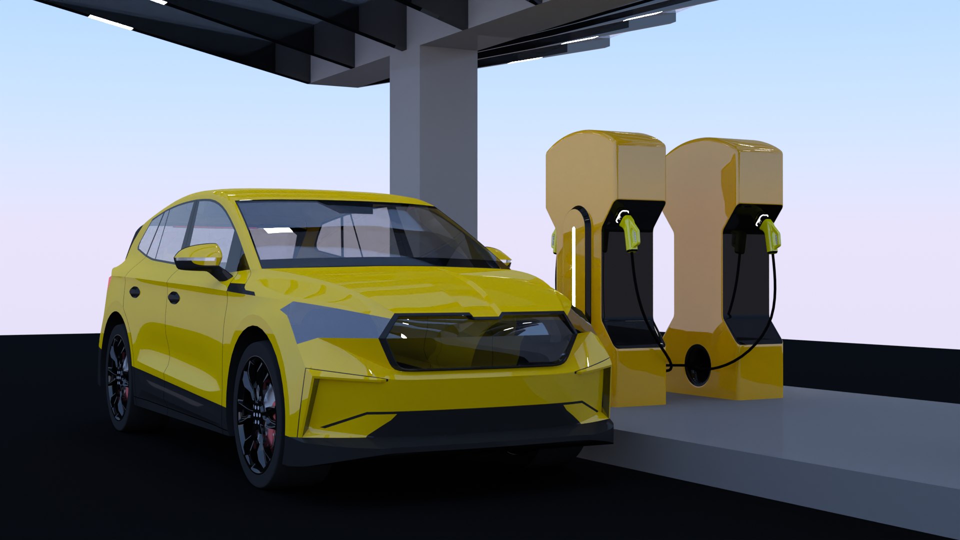 Charging Station With Cars 3D Model - TurboSquid 2182764