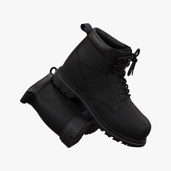 modelo 3d Botas de trabajo con punta de acero Negras - TurboSquid 1971197
