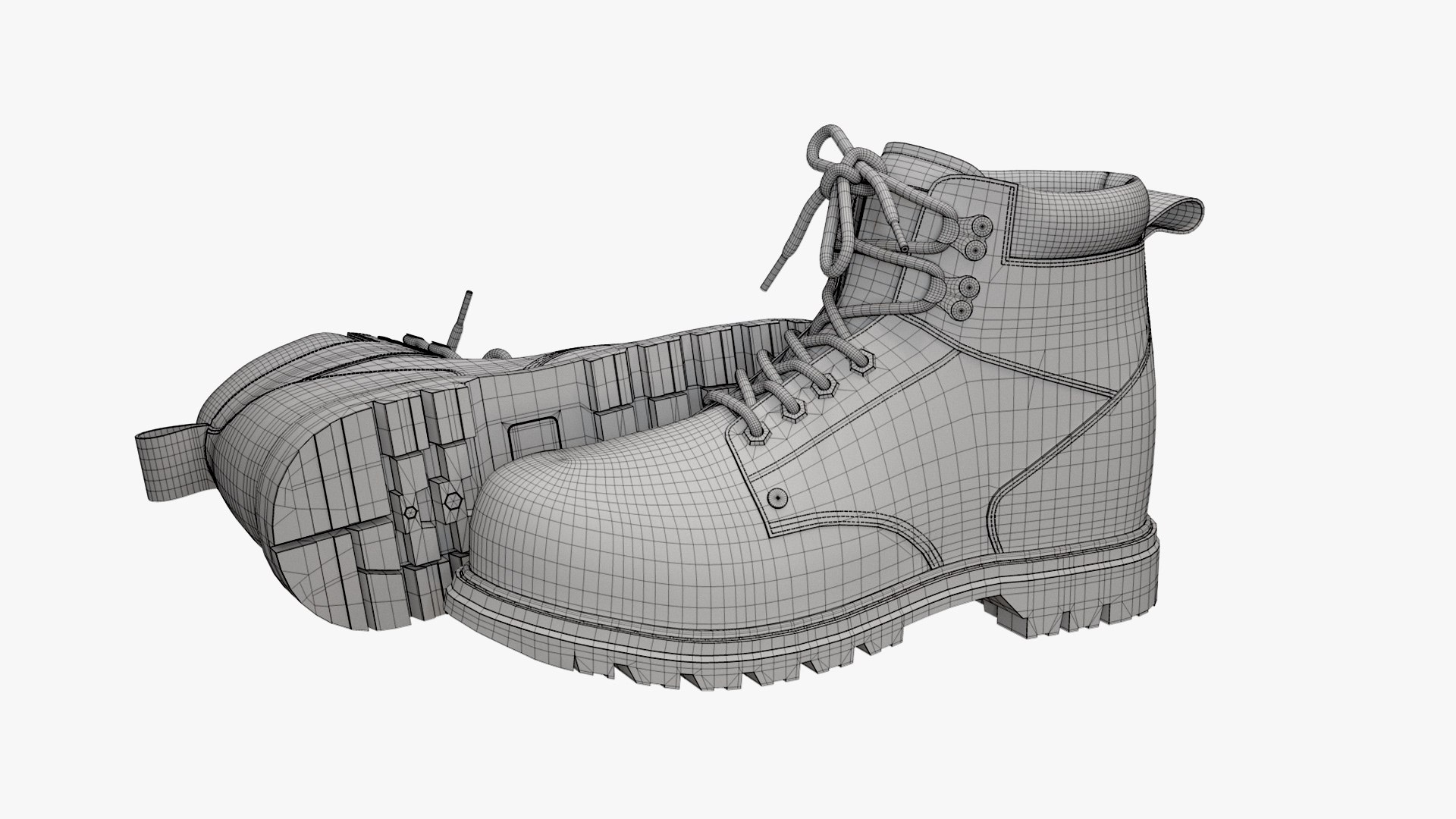 Steel Toe Work Boots Black 3D Model - TurboSquid 1971197