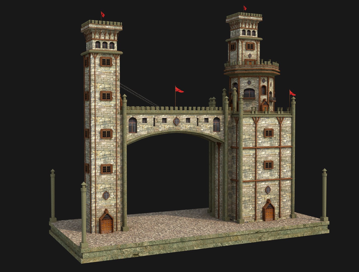 3D Ancient Towers Gate - TurboSquid 2000469
