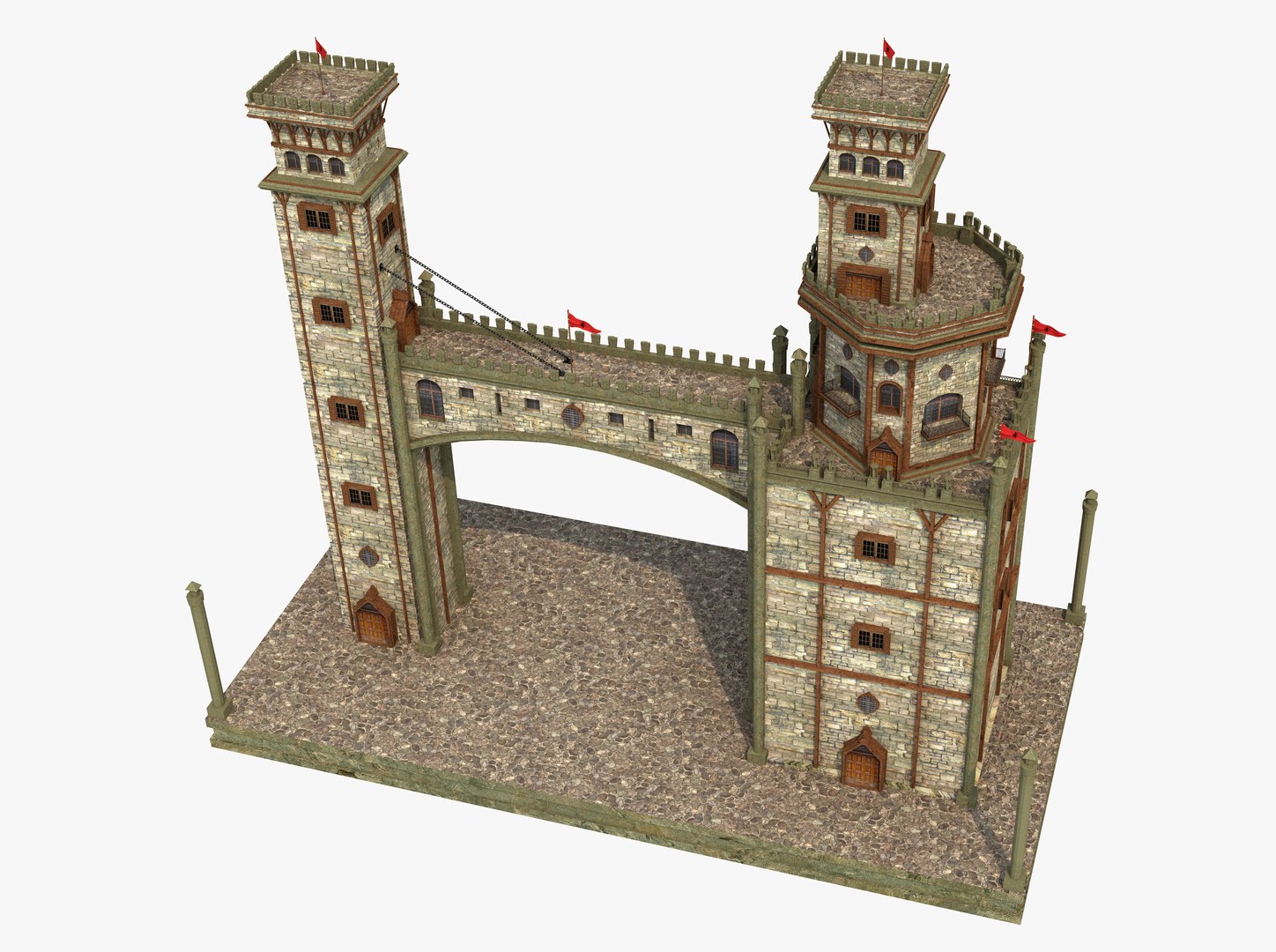 3D Ancient Towers Gate - TurboSquid 2000469