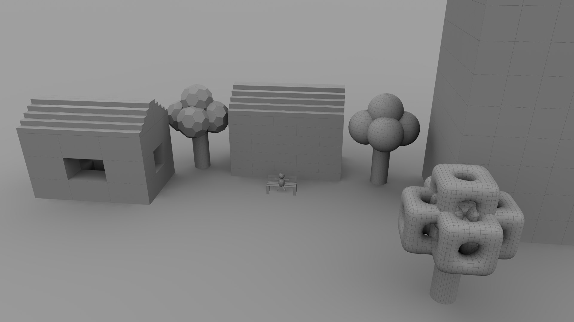 dxf simple pack houses trees