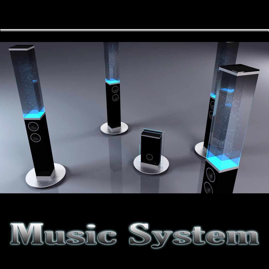 3d model music water speakers