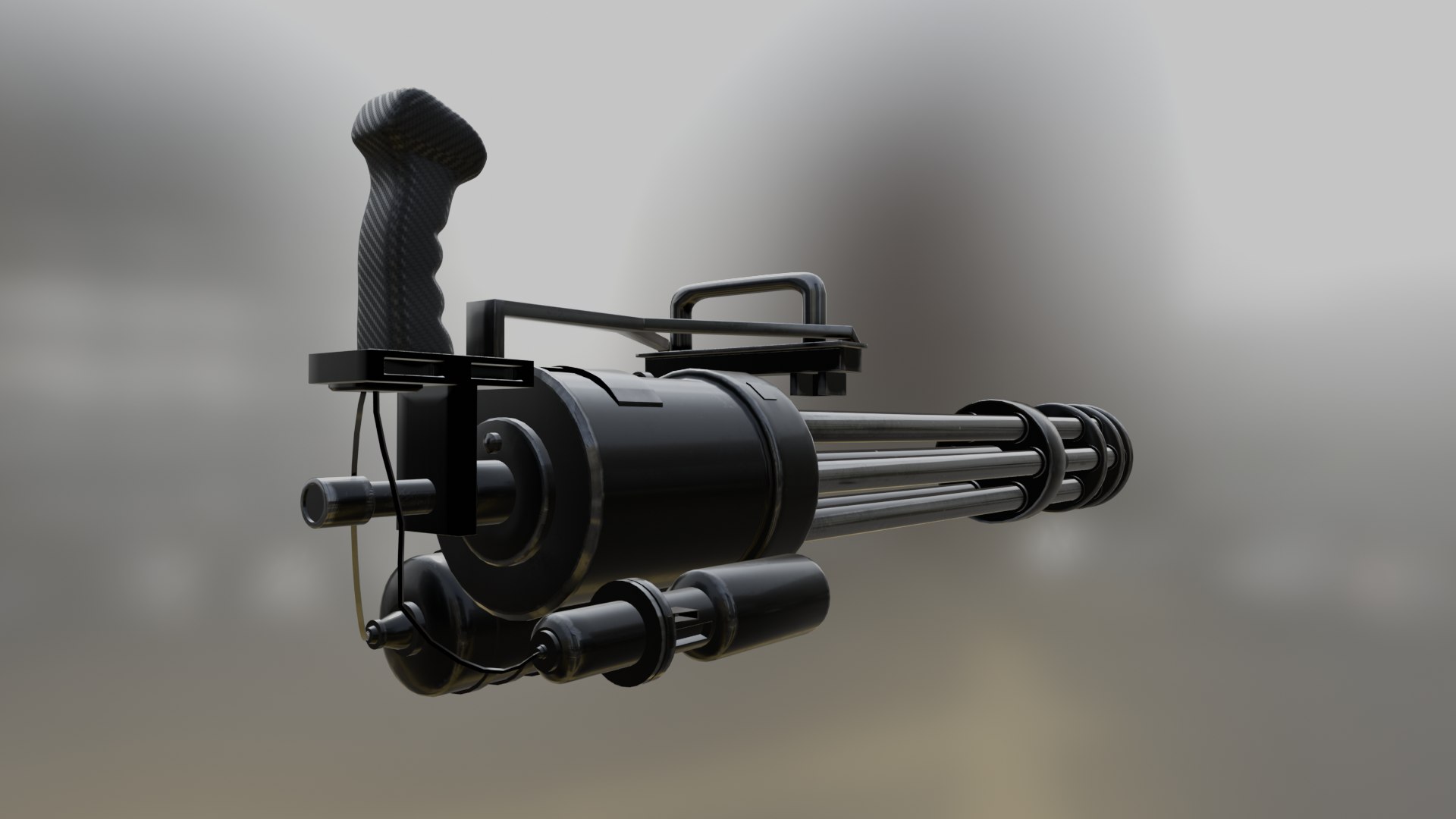Realistic Six-Barrel Minigun Game-Ready 3D Model PBR Textures Model ...