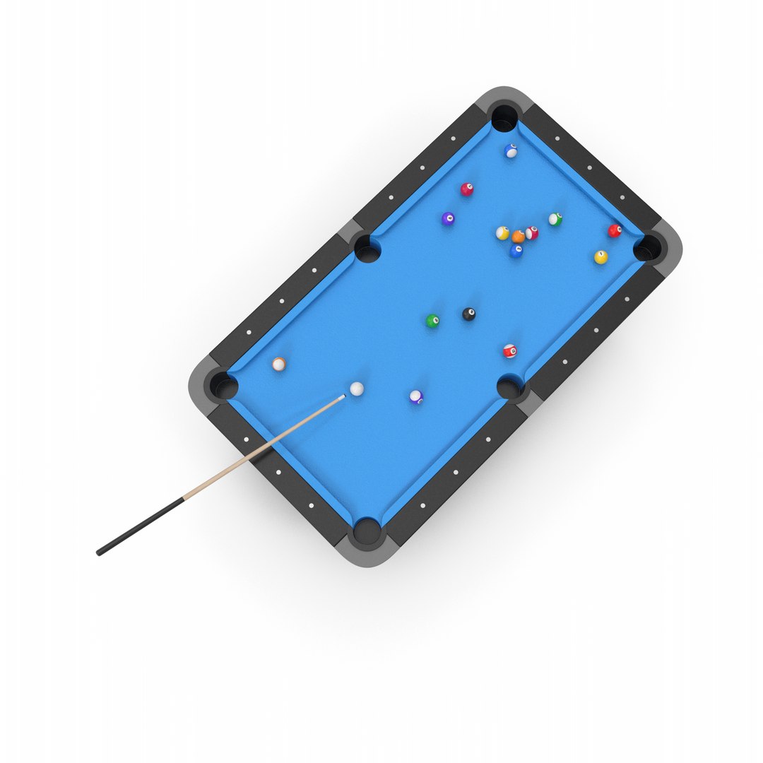 Blue Billiard Pool Table Set 3D Model - TurboSquid 2188398