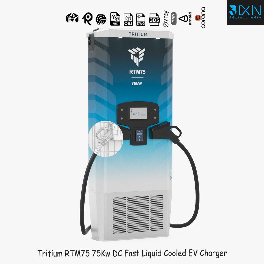 Tritium RTM75 75Kw DC Fast Liquid Cooled EV Charger Model - TurboSquid ...