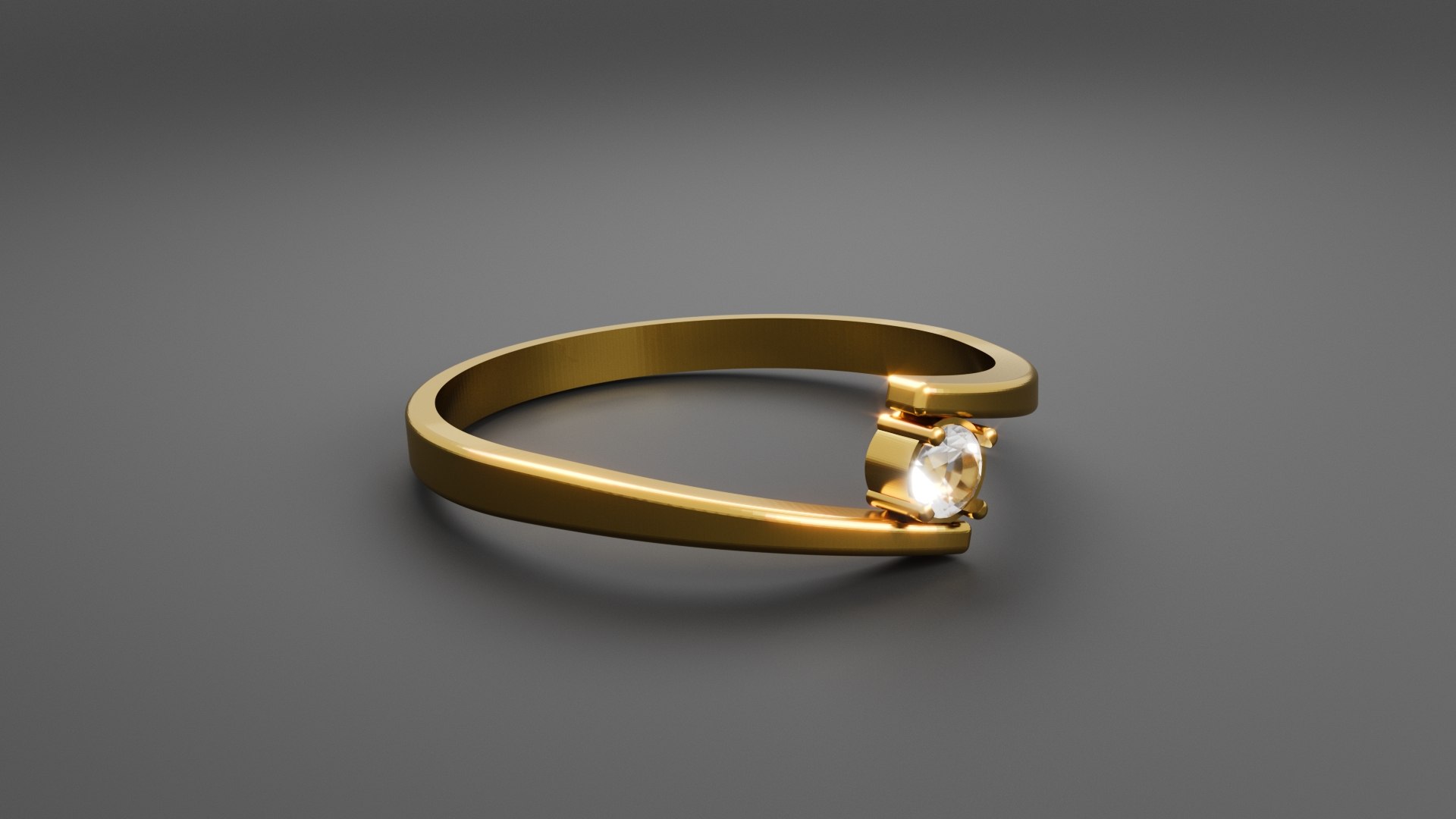 3D One Stone Ring Modern model - TurboSquid 2165778