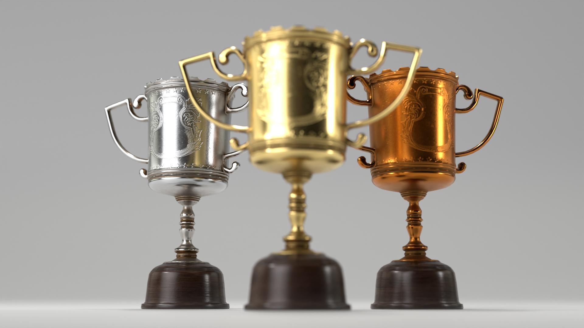 Cup Gold Silver Bronze Sport Trophy Model - TurboSquid 2084342