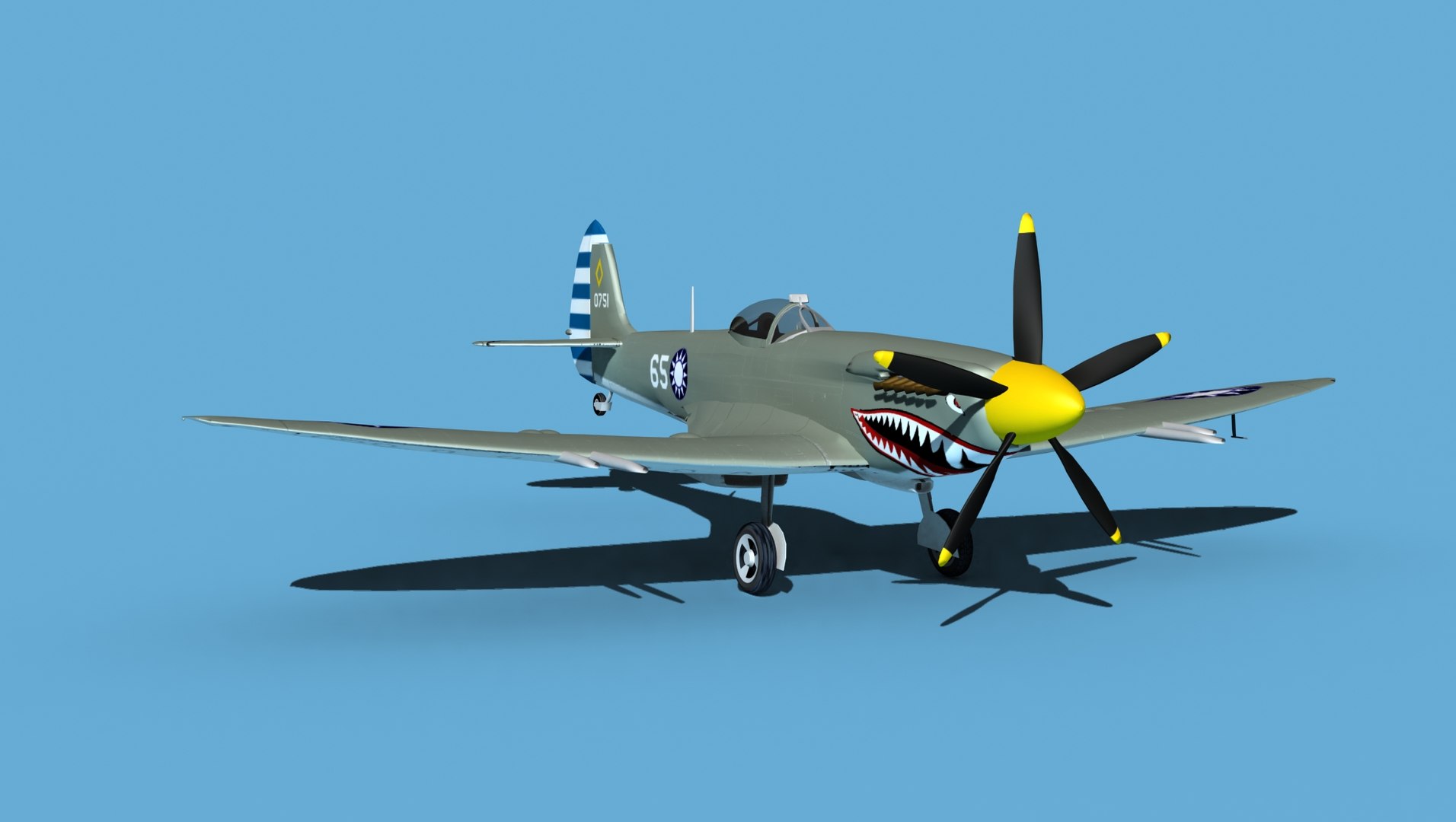 3D Supermarine Spitfire Mk XXII V11 Nat China - TurboSquid 1925744