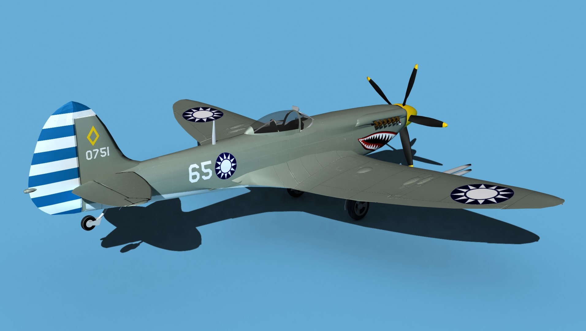 3D Supermarine Spitfire Mk XXII V11 Nat China - TurboSquid 1925744