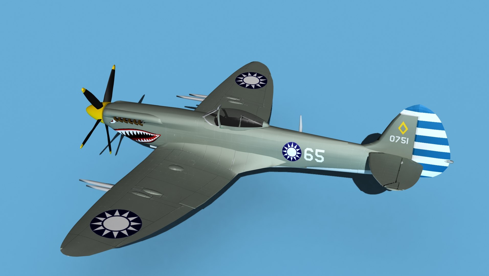 3D Supermarine Spitfire Mk XXII V11 Nat China - TurboSquid 1925744