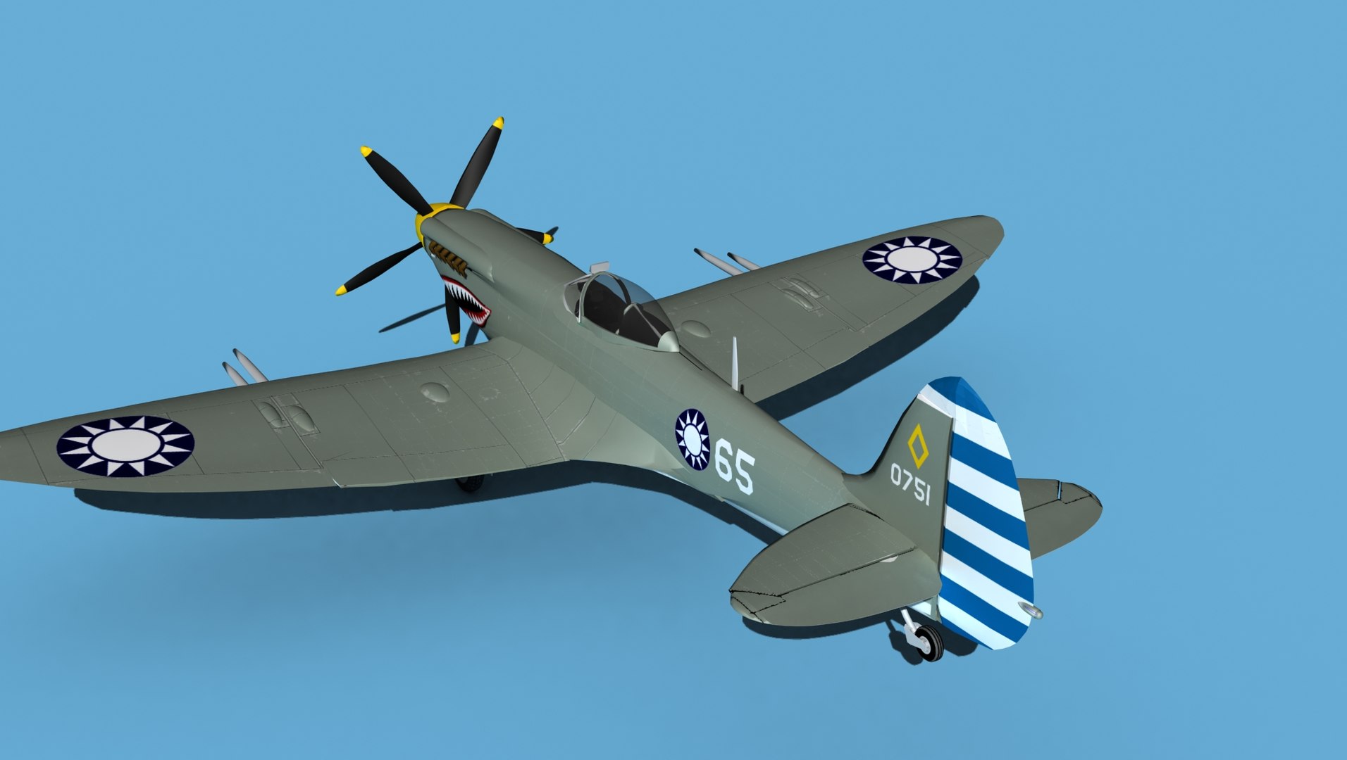 3D Supermarine Spitfire Mk XXII V11 Nat China - TurboSquid 1925744