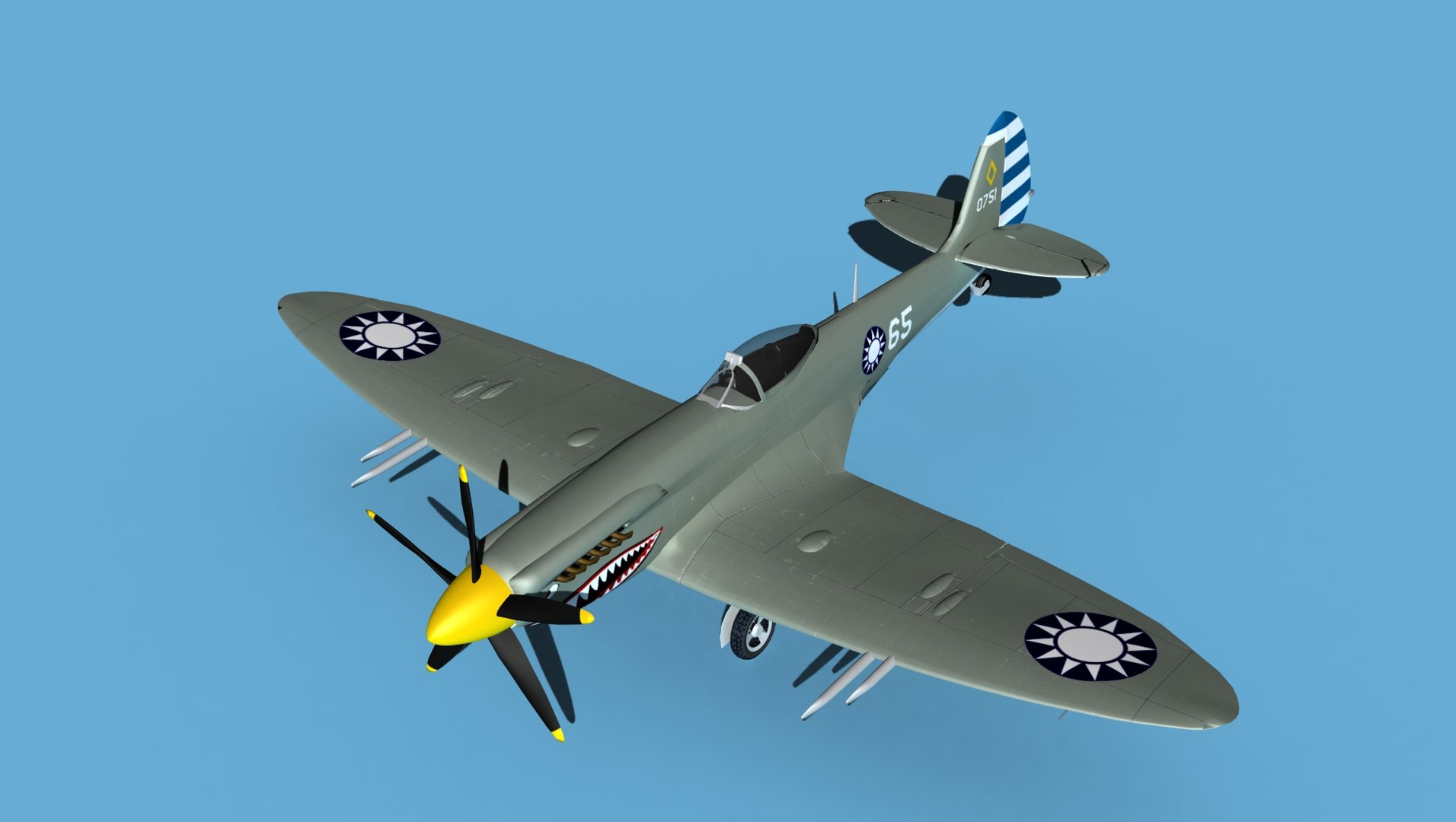 3D Supermarine Spitfire Mk XXII V11 Nat China - TurboSquid 1925744