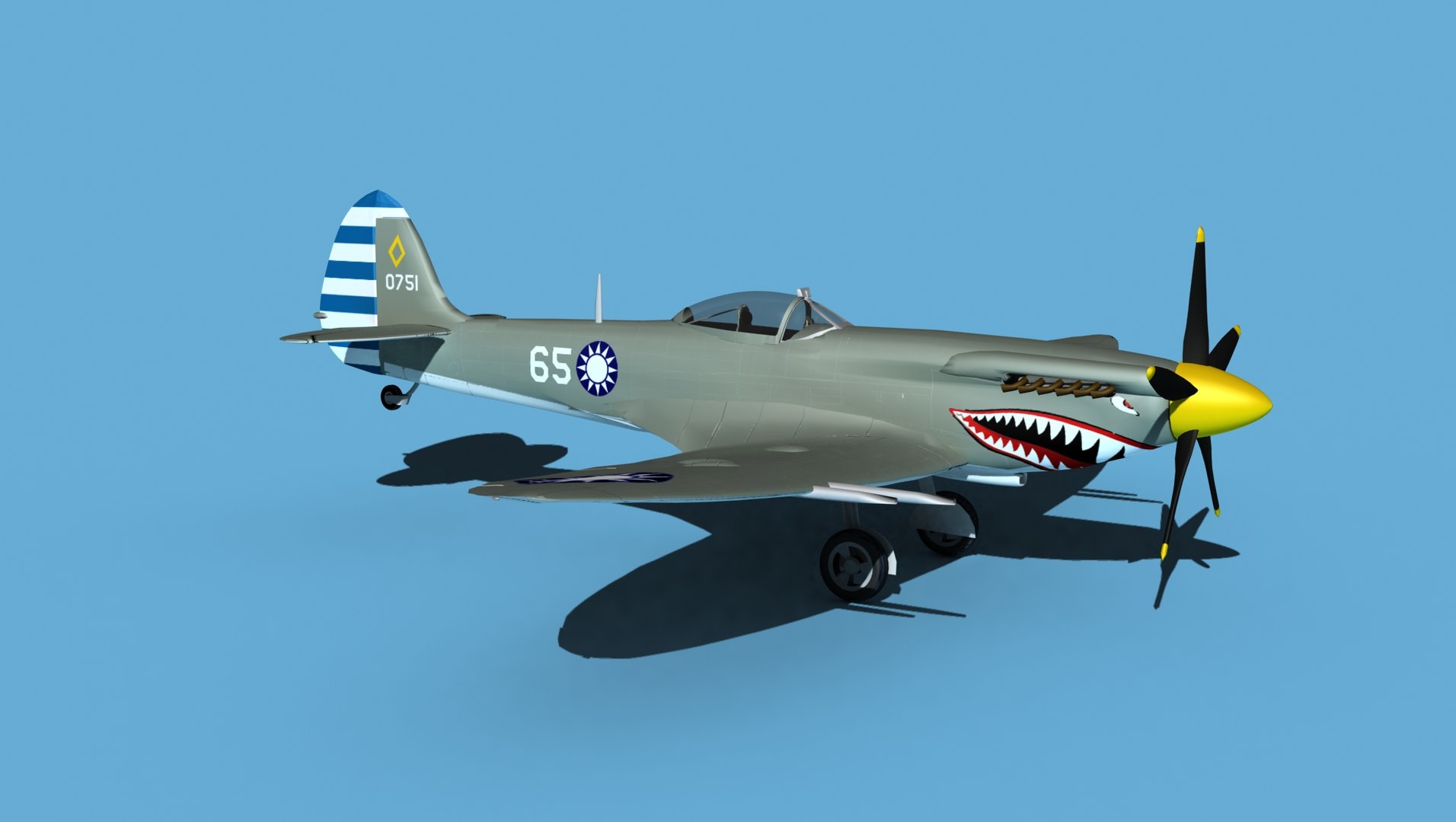3D Supermarine Spitfire Mk XXII V11 Nat China - TurboSquid 1925744
