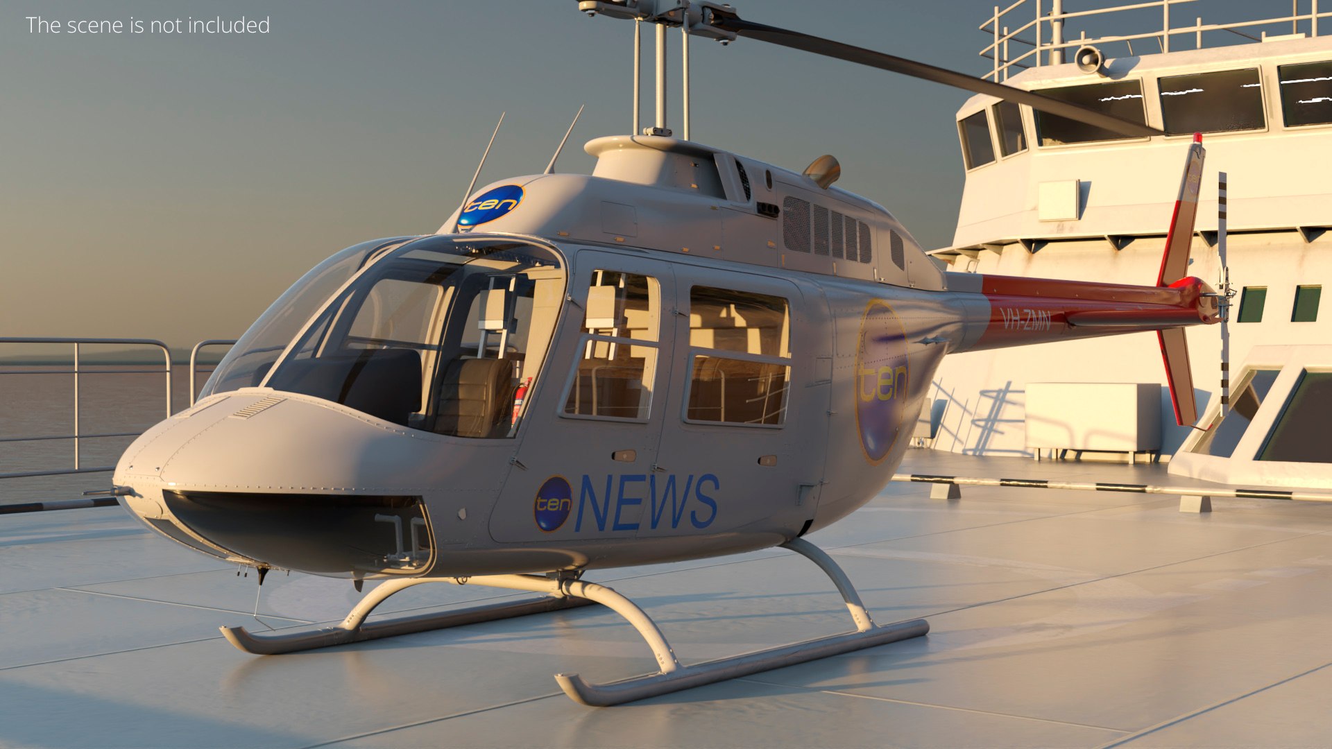 3D Model Bell 206B JetRanger III Helicopter Ten News White - TurboSquid ...