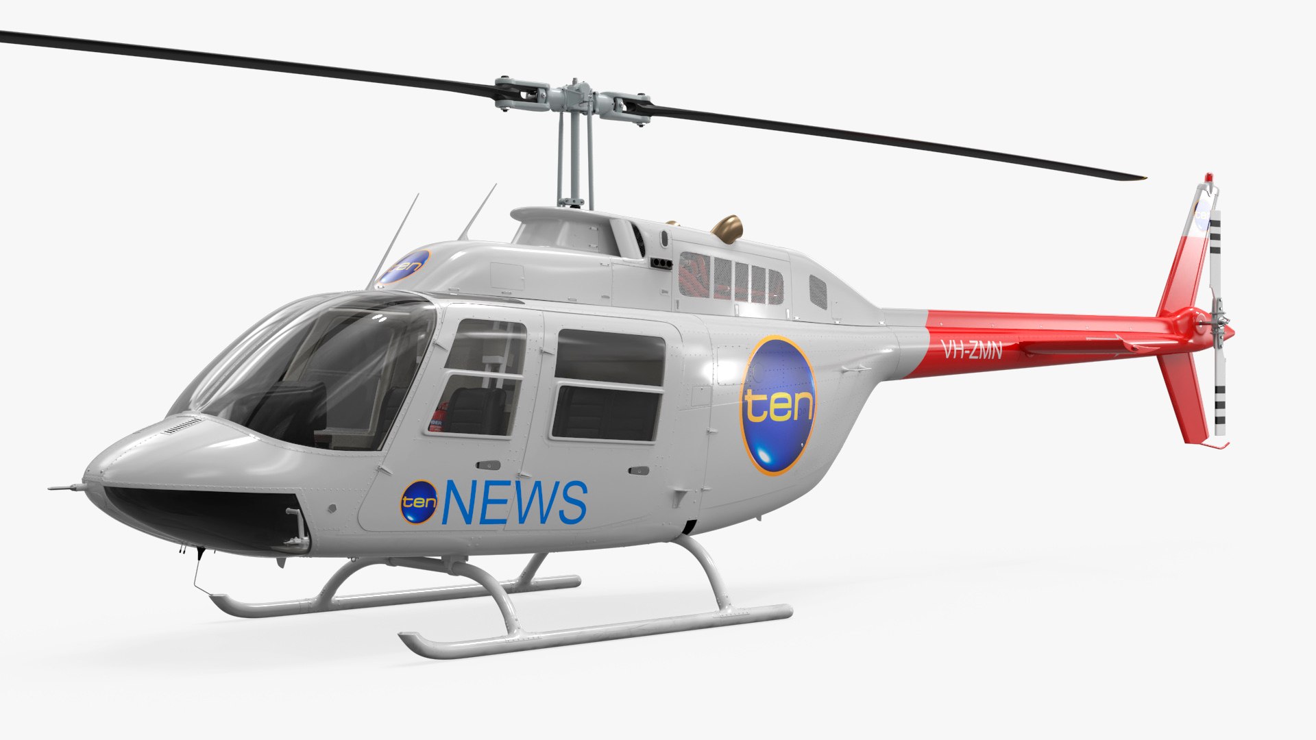 3D Model Bell 206B JetRanger III Helicopter Ten News White - TurboSquid ...