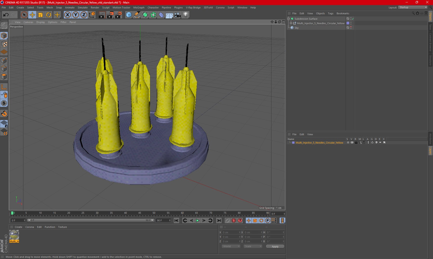 3D Multi Injector 5 Needles Circular Yellow - TurboSquid 2248067