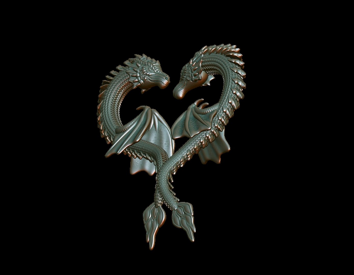 3D Detailed Sculpt Twin Dragons Pendant - TurboSquid 2376747