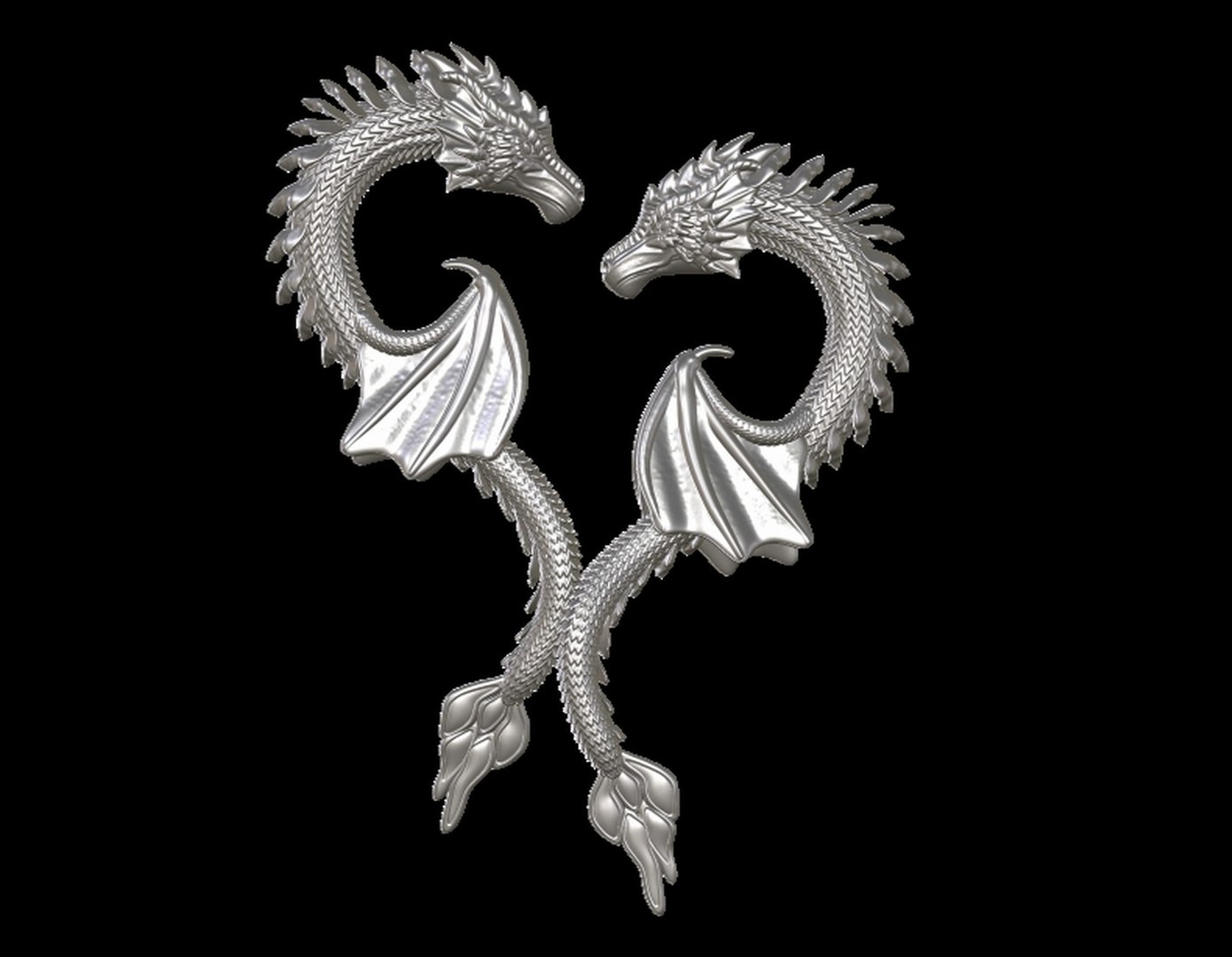 3D Detailed Sculpt Twin Dragons Pendant - TurboSquid 2376747