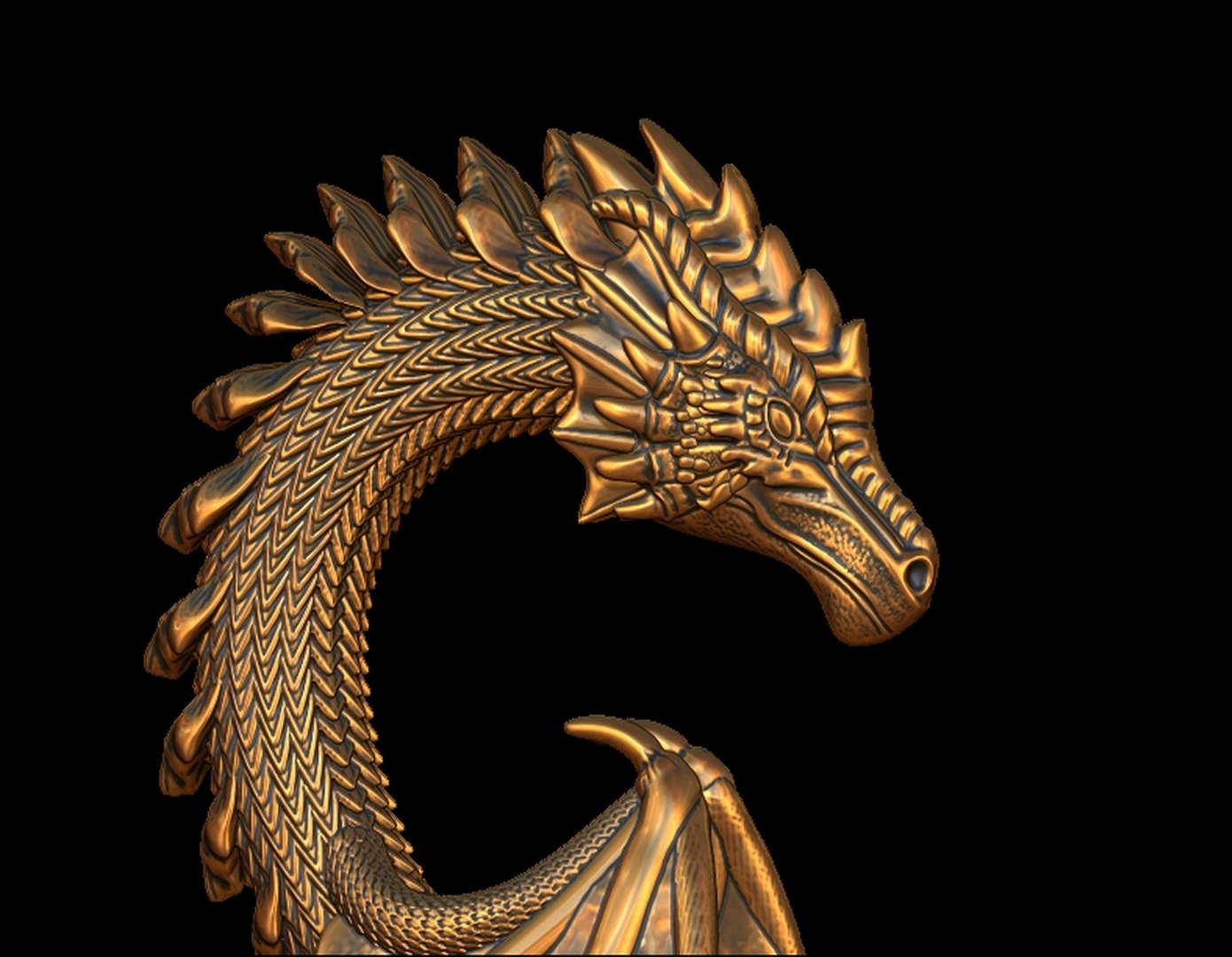 3D Detailed Sculpt Twin Dragons Pendant - TurboSquid 2376747