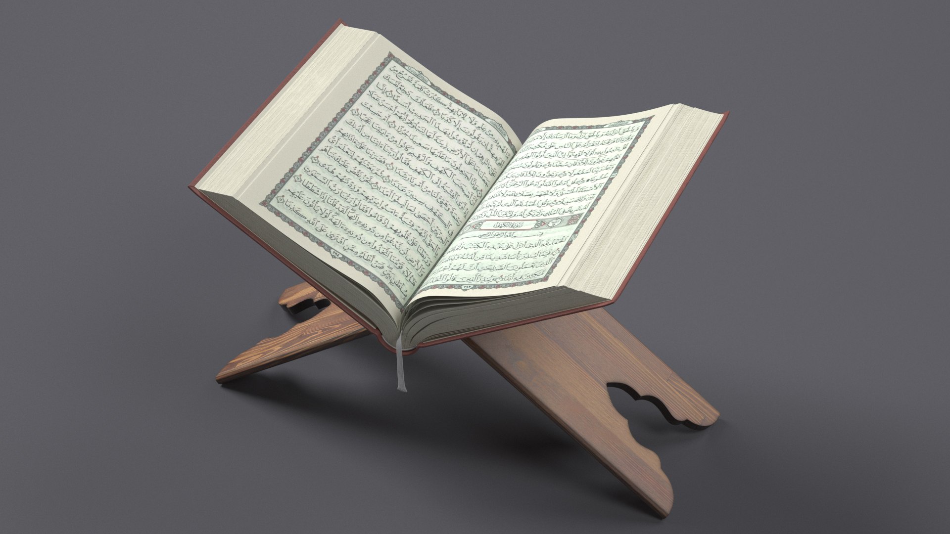 3D Model Quran Book On Stand Red Open - TurboSquid 2274483
