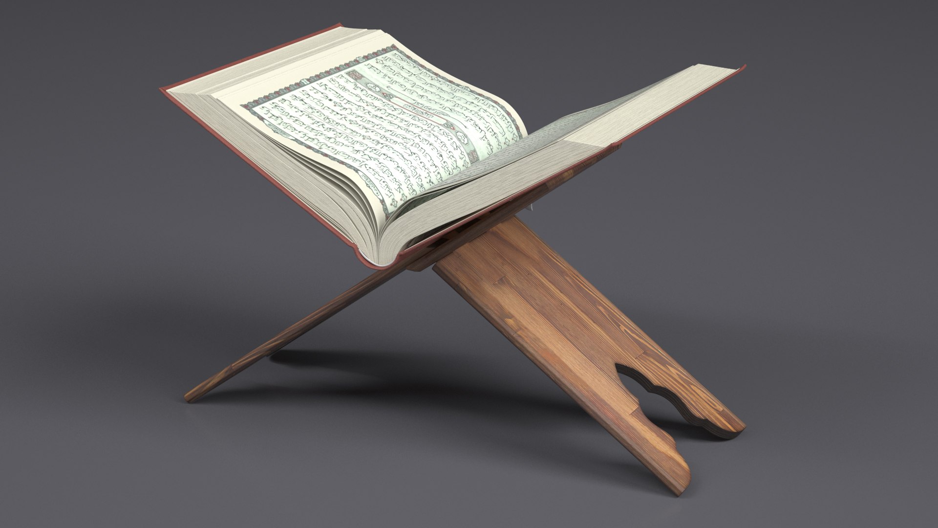 3D Model Quran Book On Stand Red Open - TurboSquid 2274483
