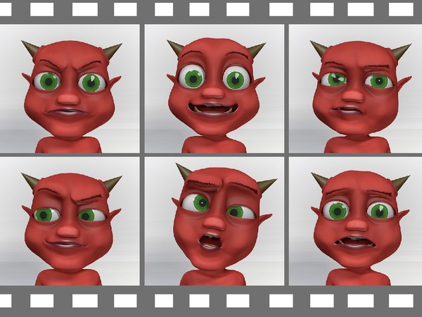 rigged cartoon demon baby character obj
