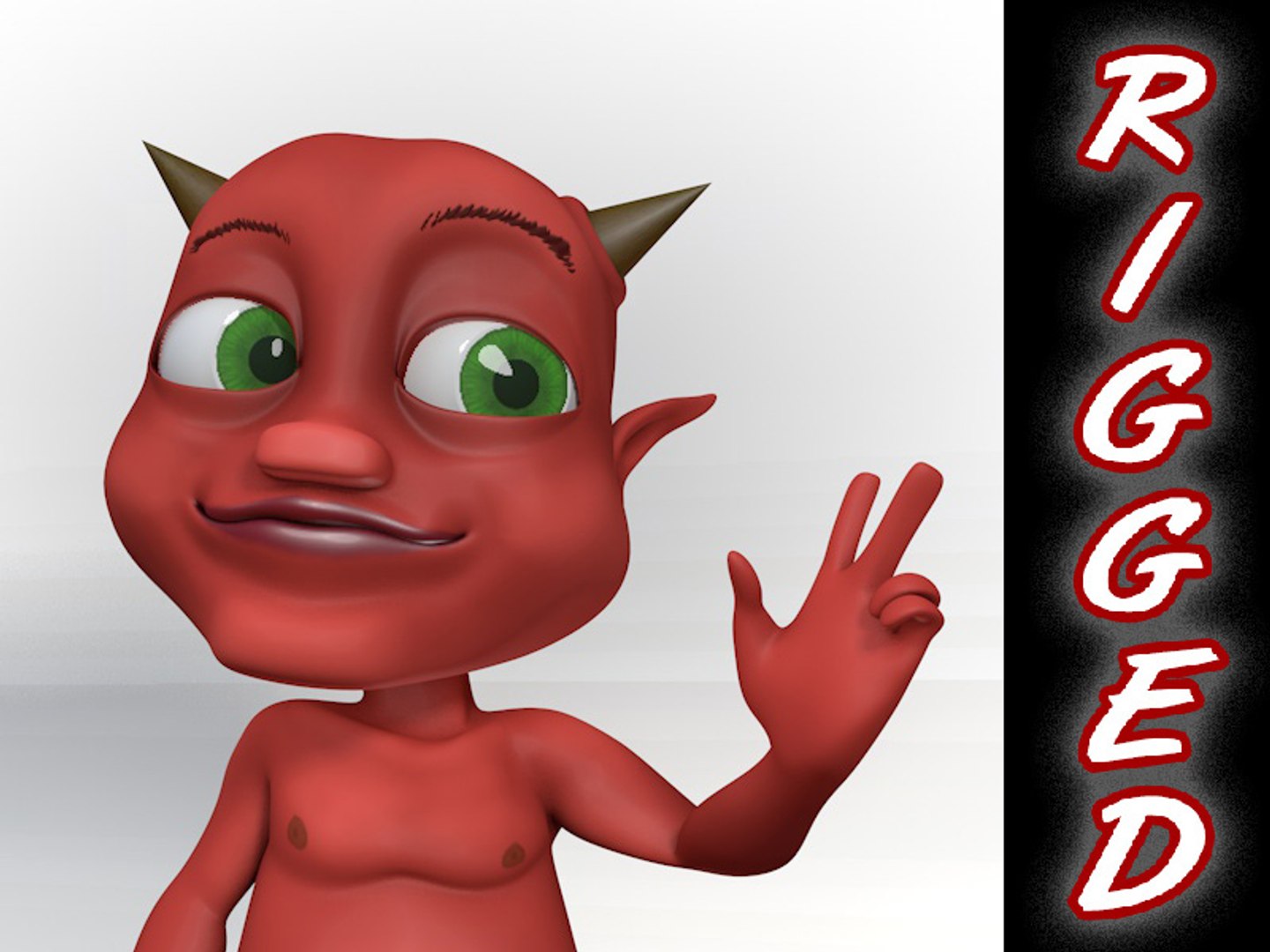 Rigged Cartoon Demon Baby Character Obj