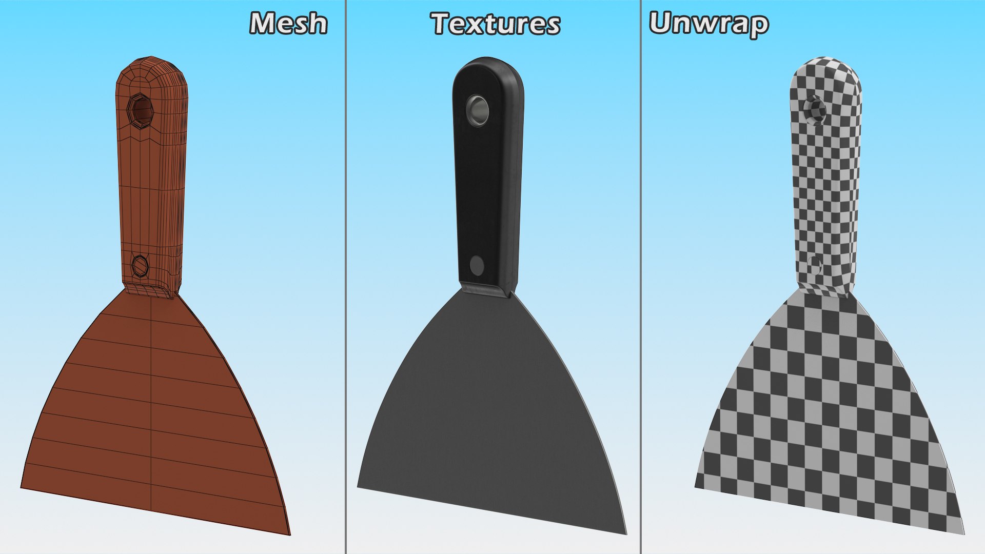 Scraper 6 Inch Black Handle 3D Model - TurboSquid 1943616