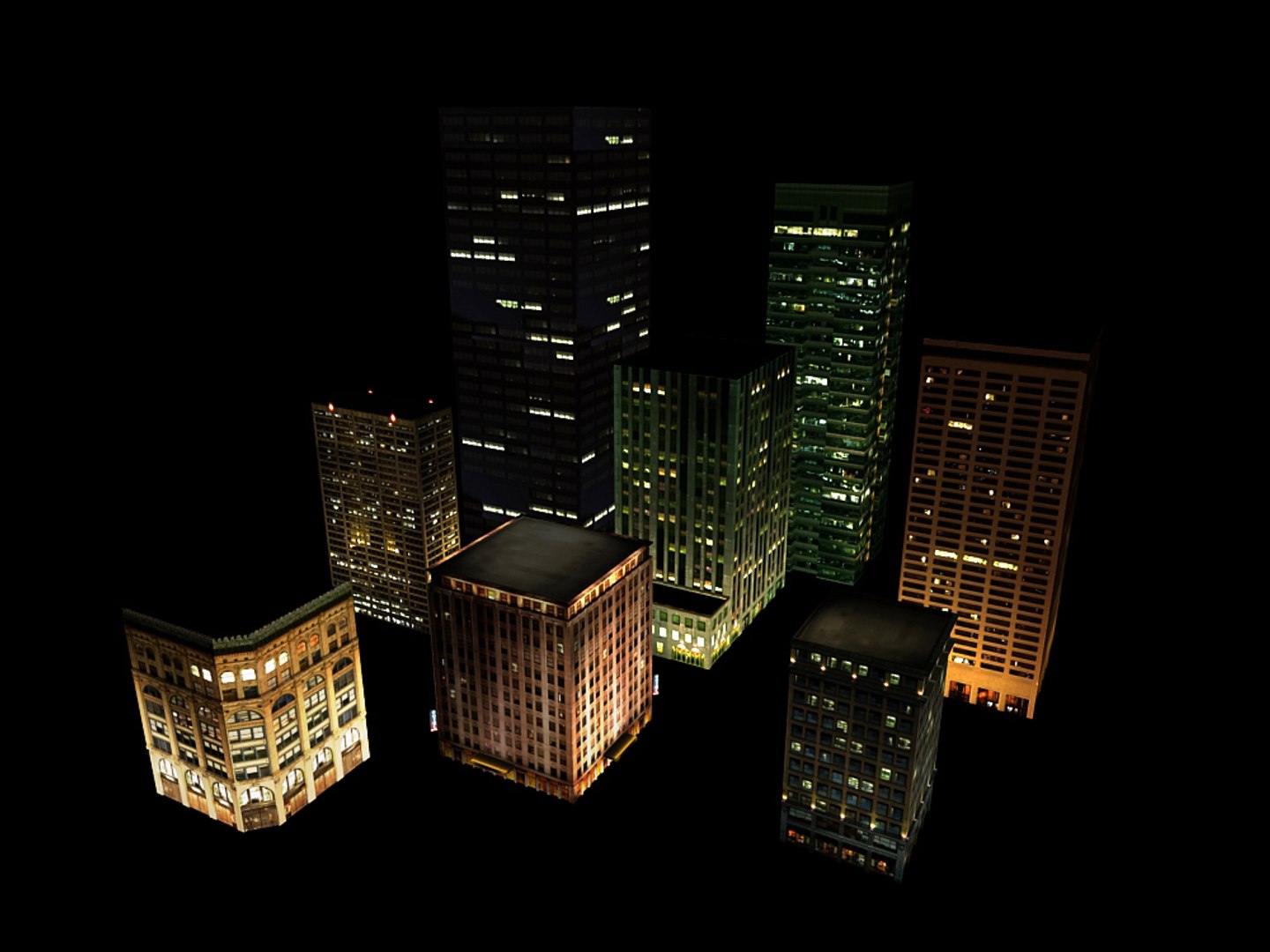 3d Night Buildings