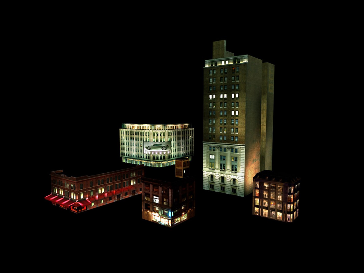 3d Night Buildings