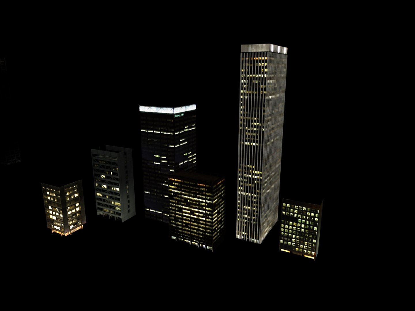 3d Night Buildings