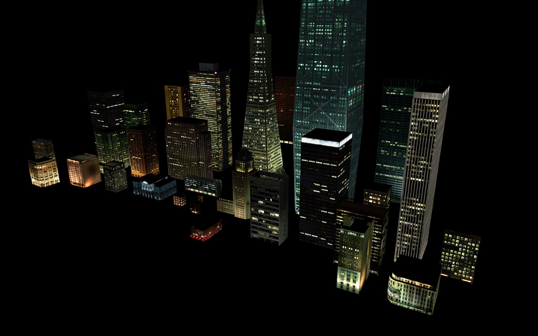 3d Night Buildings
