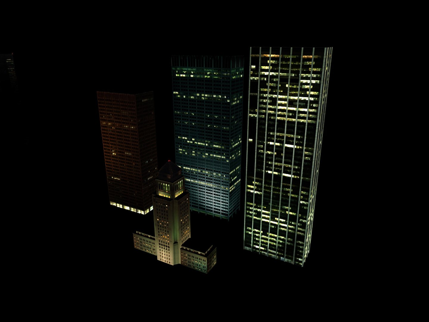 3d night buildings