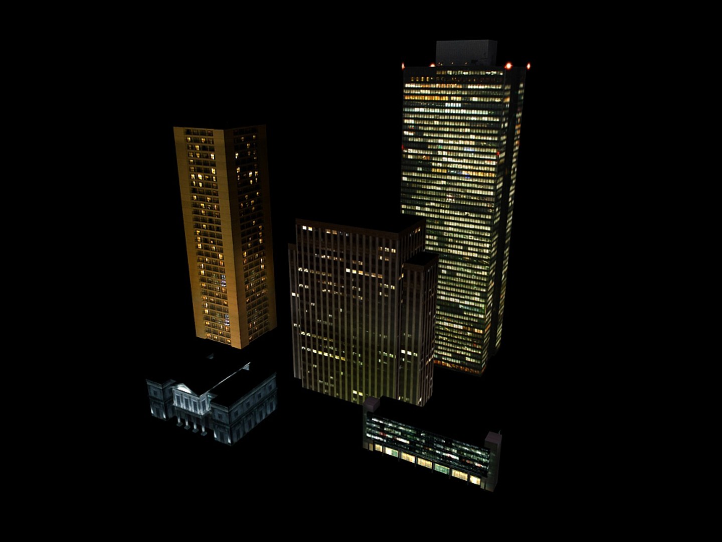 3d Night Buildings