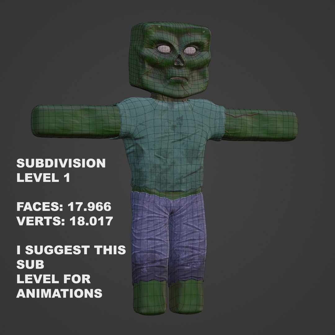 Zombie Minecraft 3D - TurboSquid 2176432