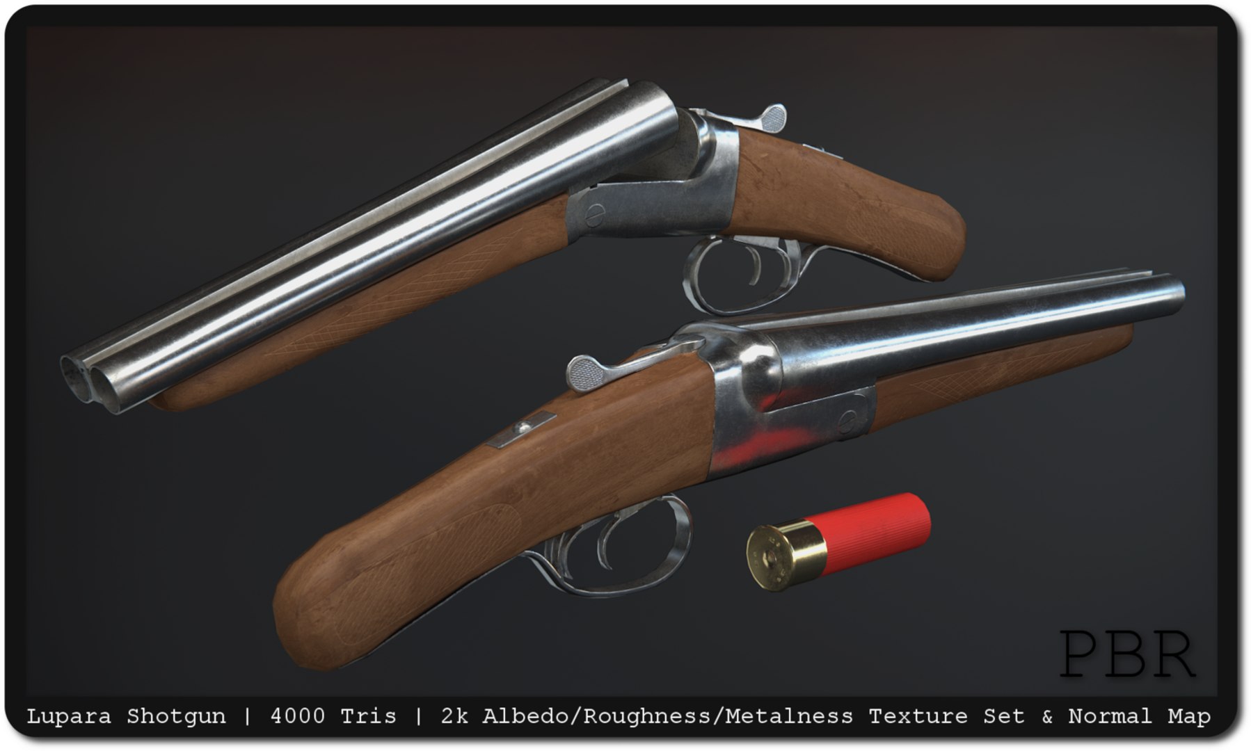 Sawed Lupara Shotgun 12 Gauge 3d Model