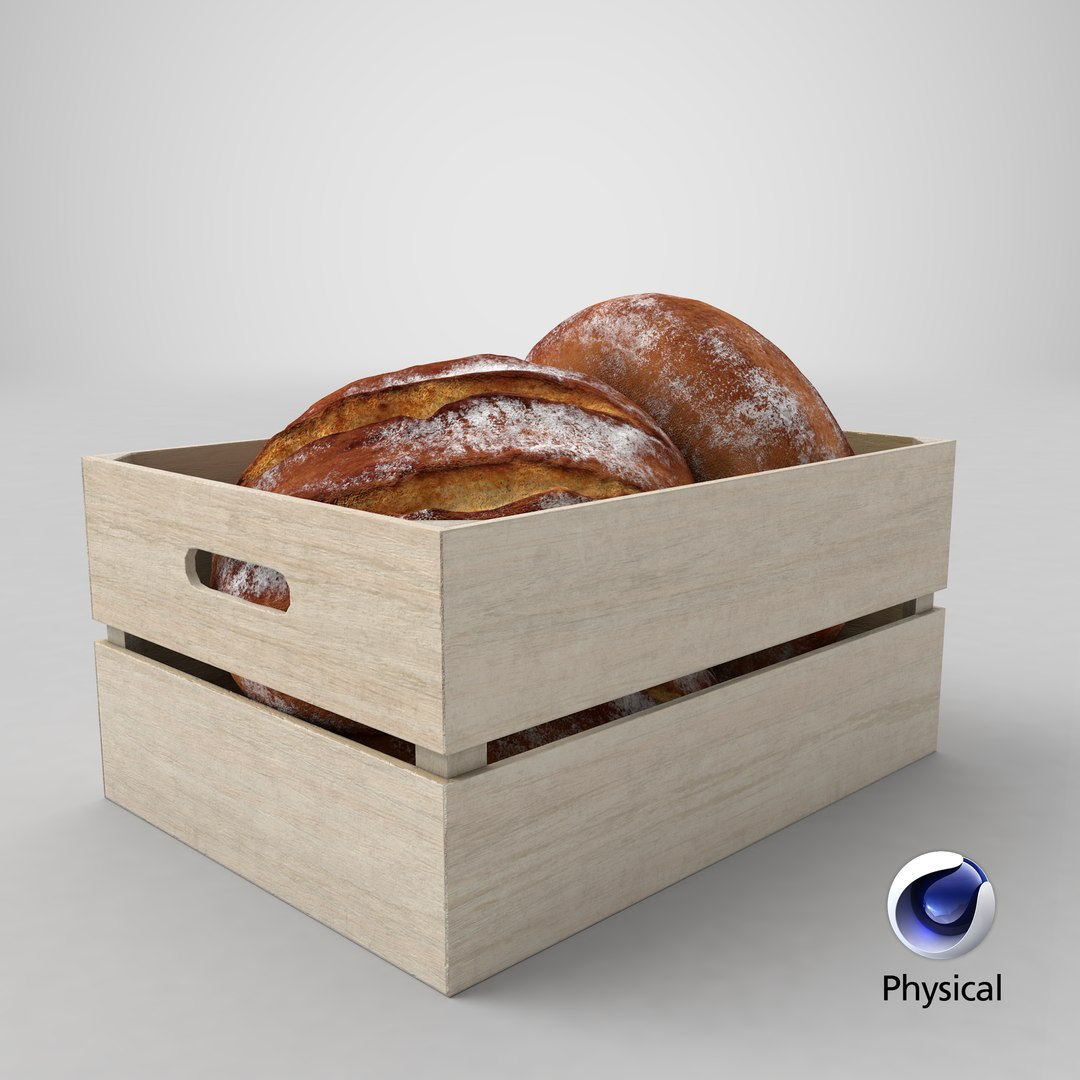 Wooden Crate With Bread Loaf 02 3D - TurboSquid 1855446
