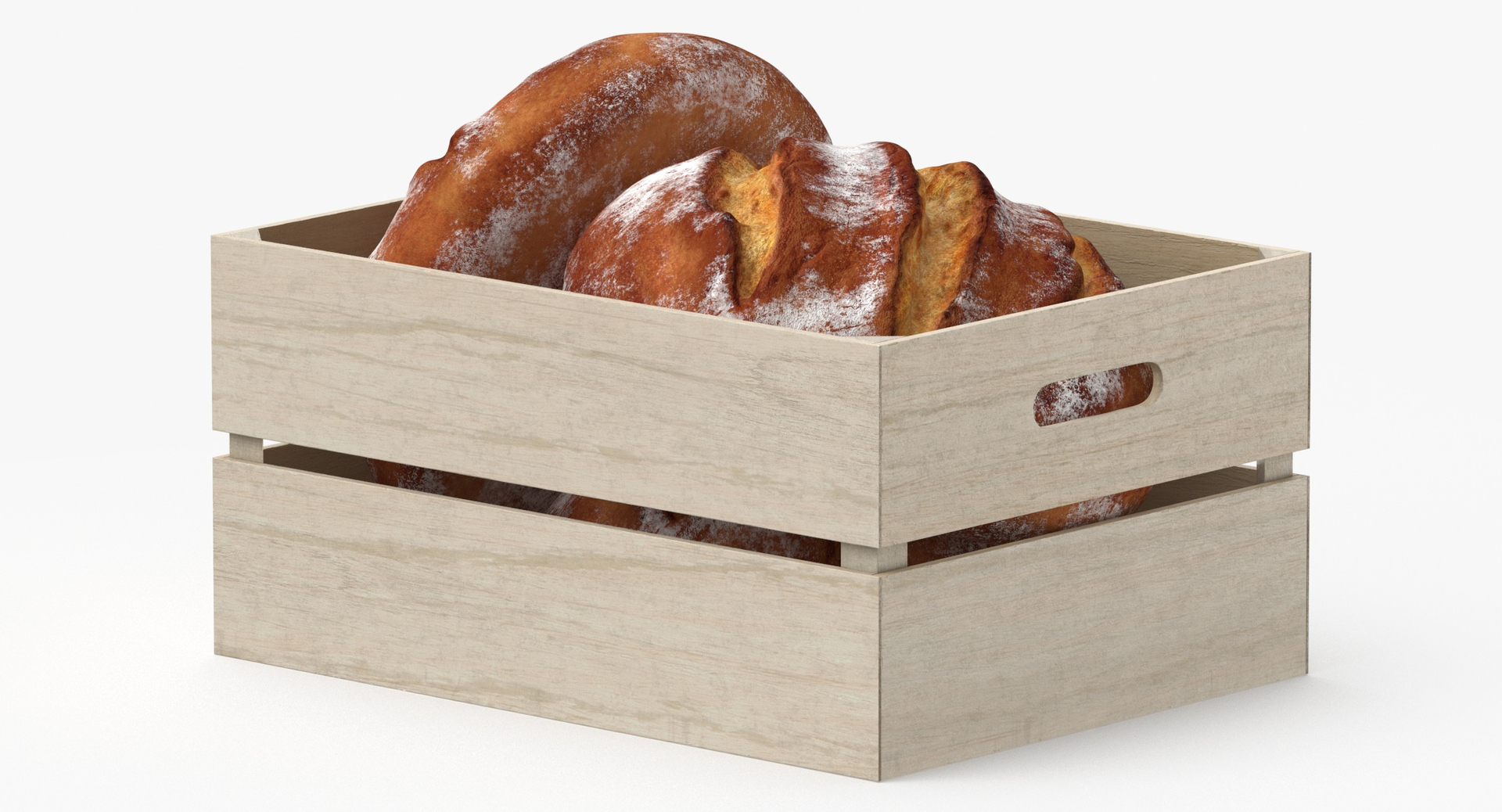Wooden Crate With Bread Loaf 02 3D - TurboSquid 1855446