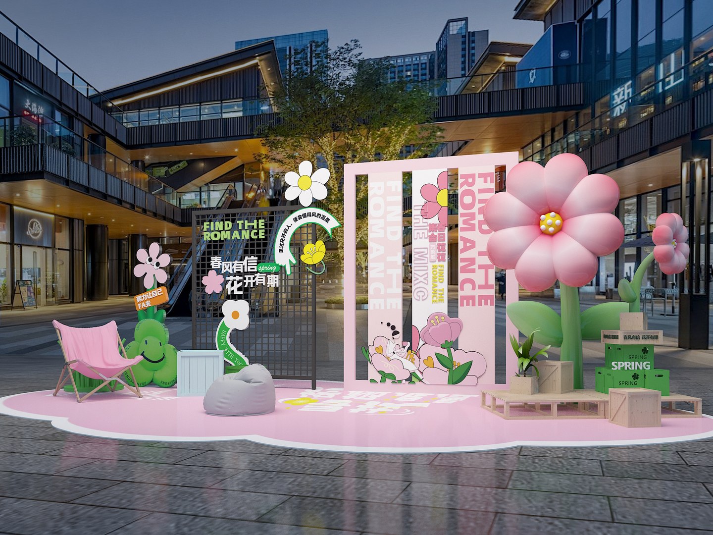 3D Spring Flower Display Modern Spring And Summer Market Stall Layout ...