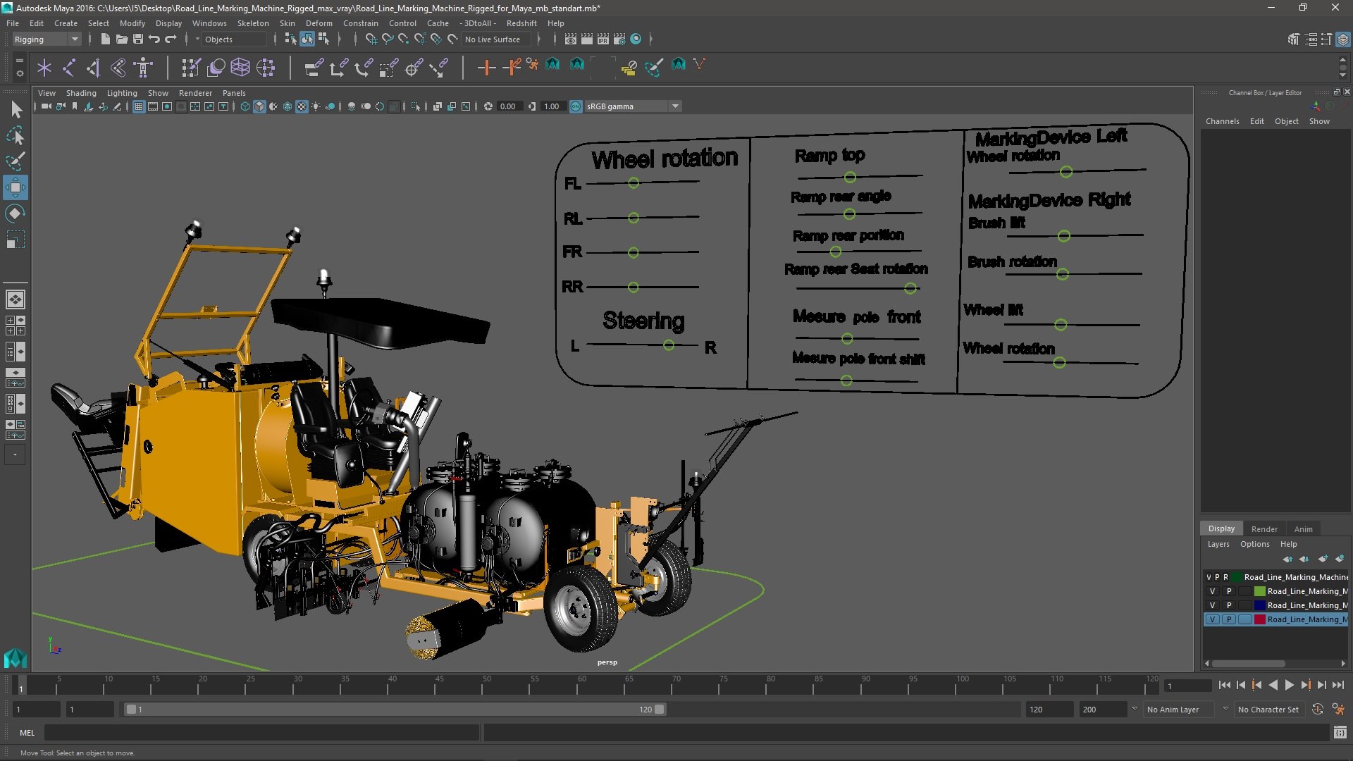 3D Road Line Marking Machine Rigged For Maya - TurboSquid 2180239