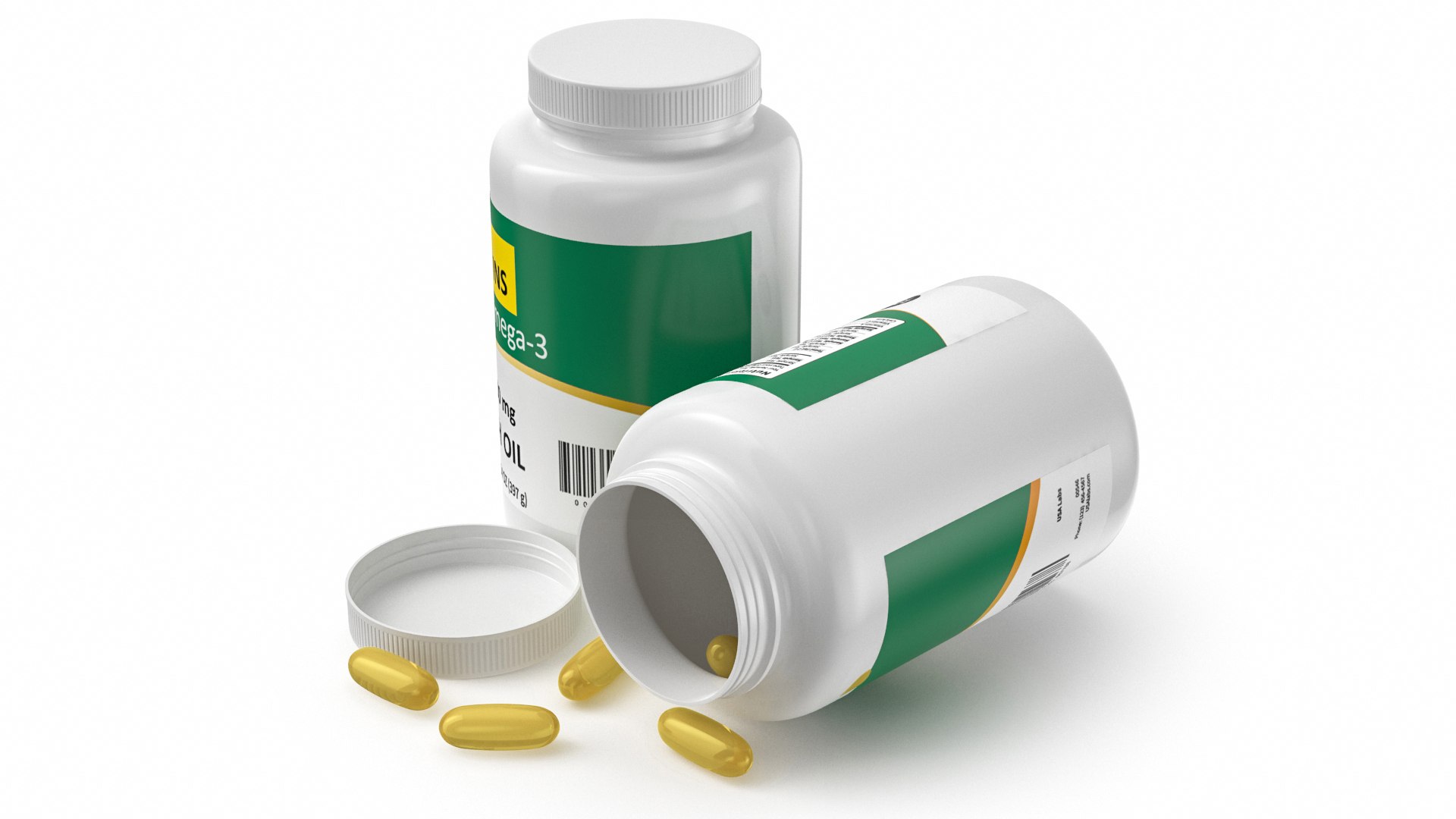 Omega 3 Pills Bottle Set 3D Model - TurboSquid 2167118