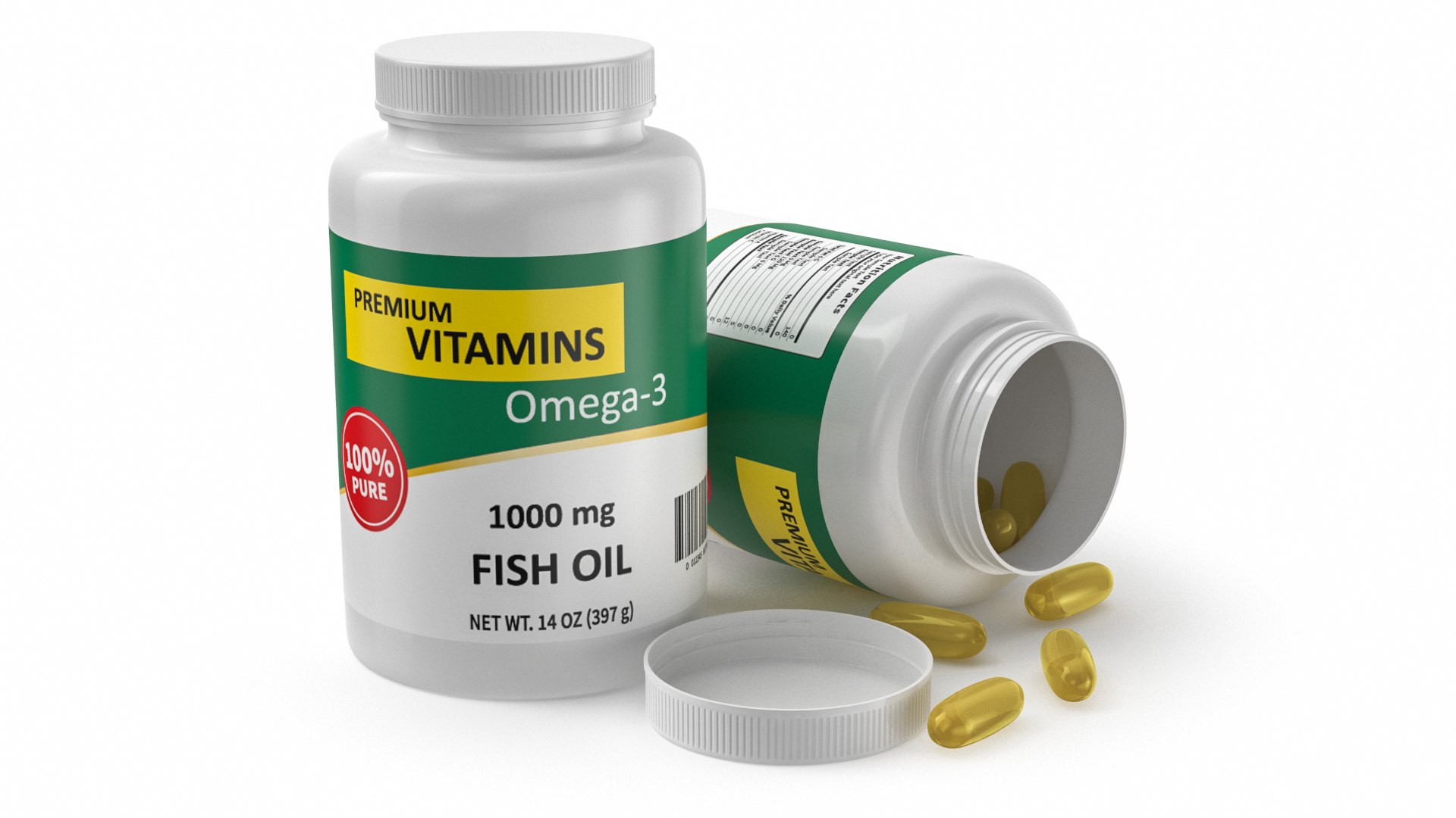 Omega 3 Pills Bottle Set 3D Model - TurboSquid 2167118