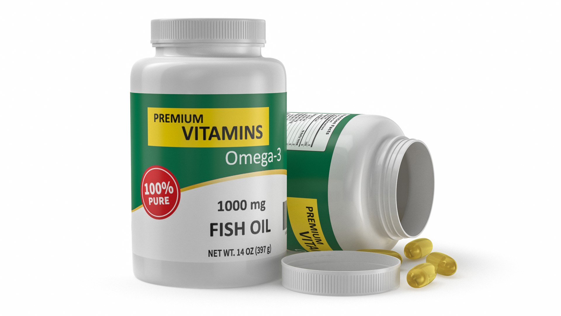 Omega 3 Pills Bottle Set 3D Model - TurboSquid 2167118