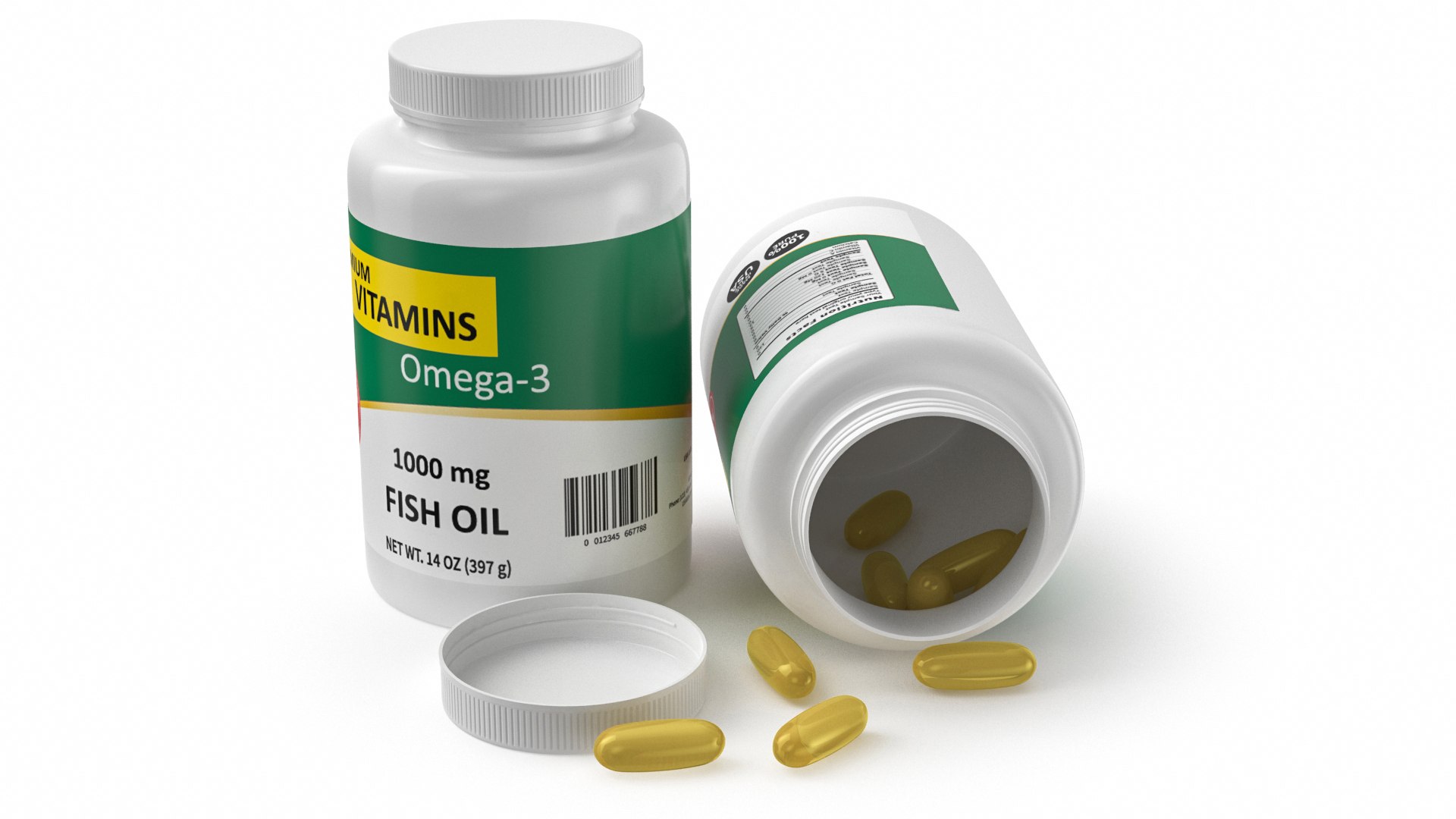 Omega 3 Pills Bottle Set 3D Model - TurboSquid 2167118